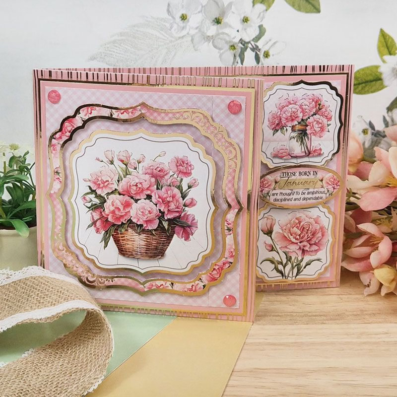 Die Cut Card Topper Sheet - A Year Of Flowers, January Carnation - £1.70