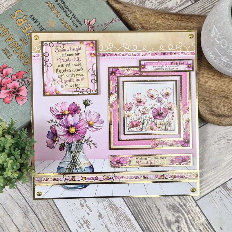 Die Cut Card Topper Sheet - A Year Of Flowers, October Cosmos - £1.70