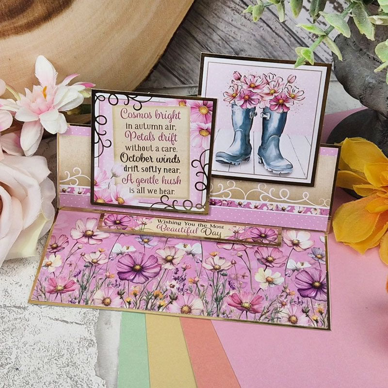 Die Cut Card Topper Sheet - A Year Of Flowers, October Cosmos - £1.70